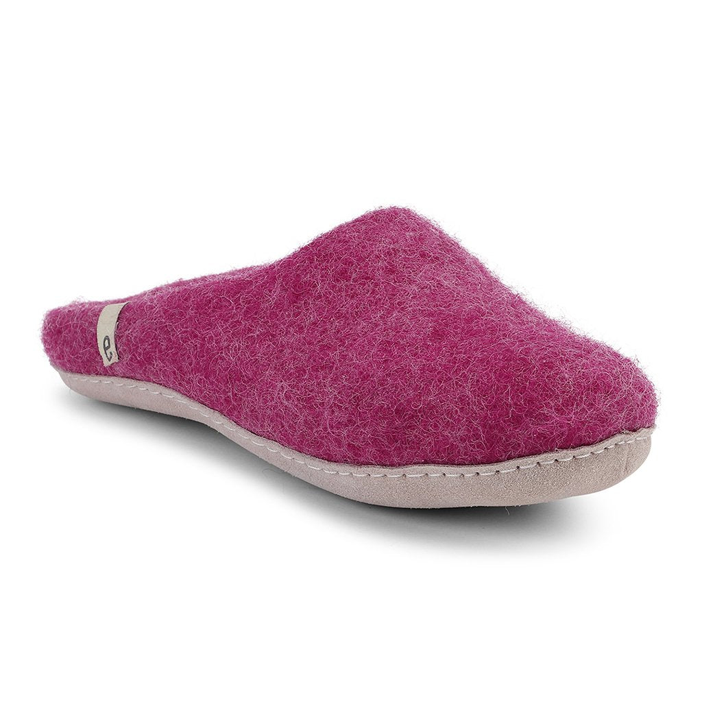 Hot pink Cerise Felted Wool Mule Slippers | Natural Wool Slippers ...